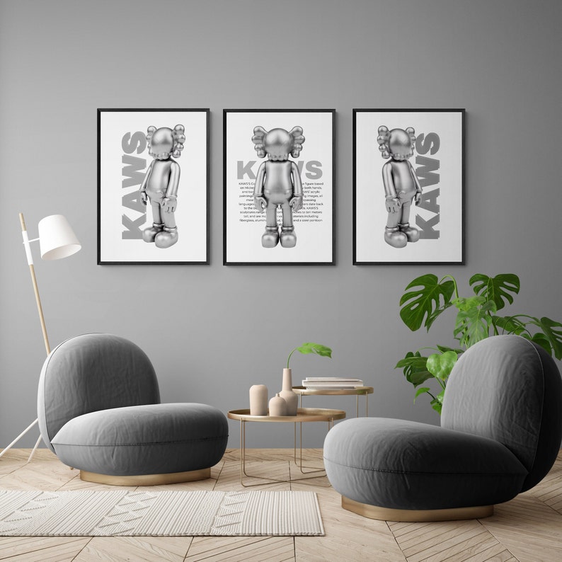 Kaws Chrome/grey Poster, Hypebeast Toys Poster, Figure Printable Wall ...