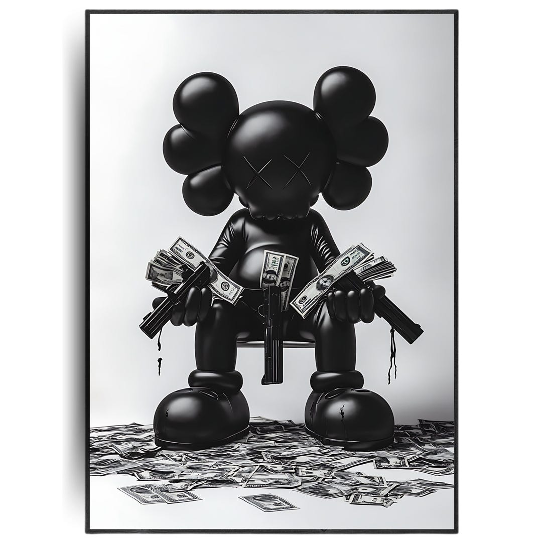 Kaws Gun/money Poster, Hypebeast Toys Poster, Figure Printable Wall Art ...