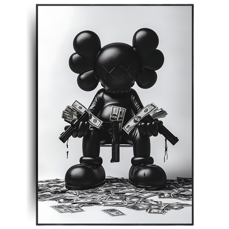 Kaws Gun/money Poster, Hypebeast Toys Poster, Figure Printable Wall Art ...