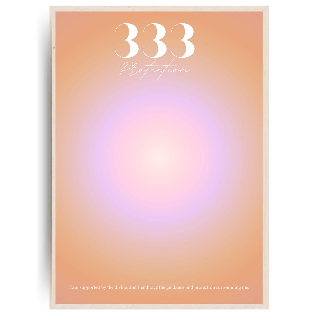 333 Angel Numbers Aura Poster, Feminine Digital Print, Modern ...