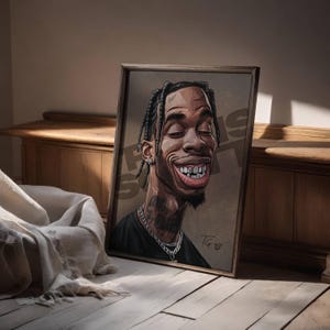 Travis Scott Cartoon Poster, Digital Download, Album Cover Wall Art ...