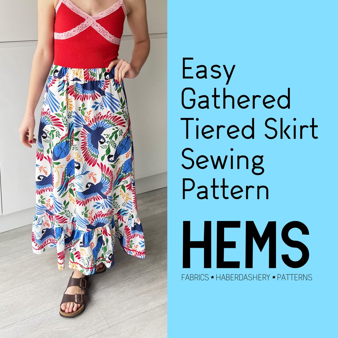 Easy Gathered Skirt Sewing Pattern - Beginners Easy Maxi Long Tiered ...