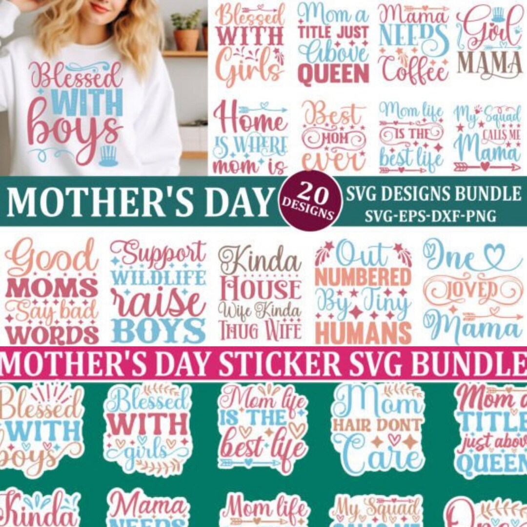 Mother's Day Mega Bundle – 480 SVG & PNG Files, Mom Quotes, Cricut ...