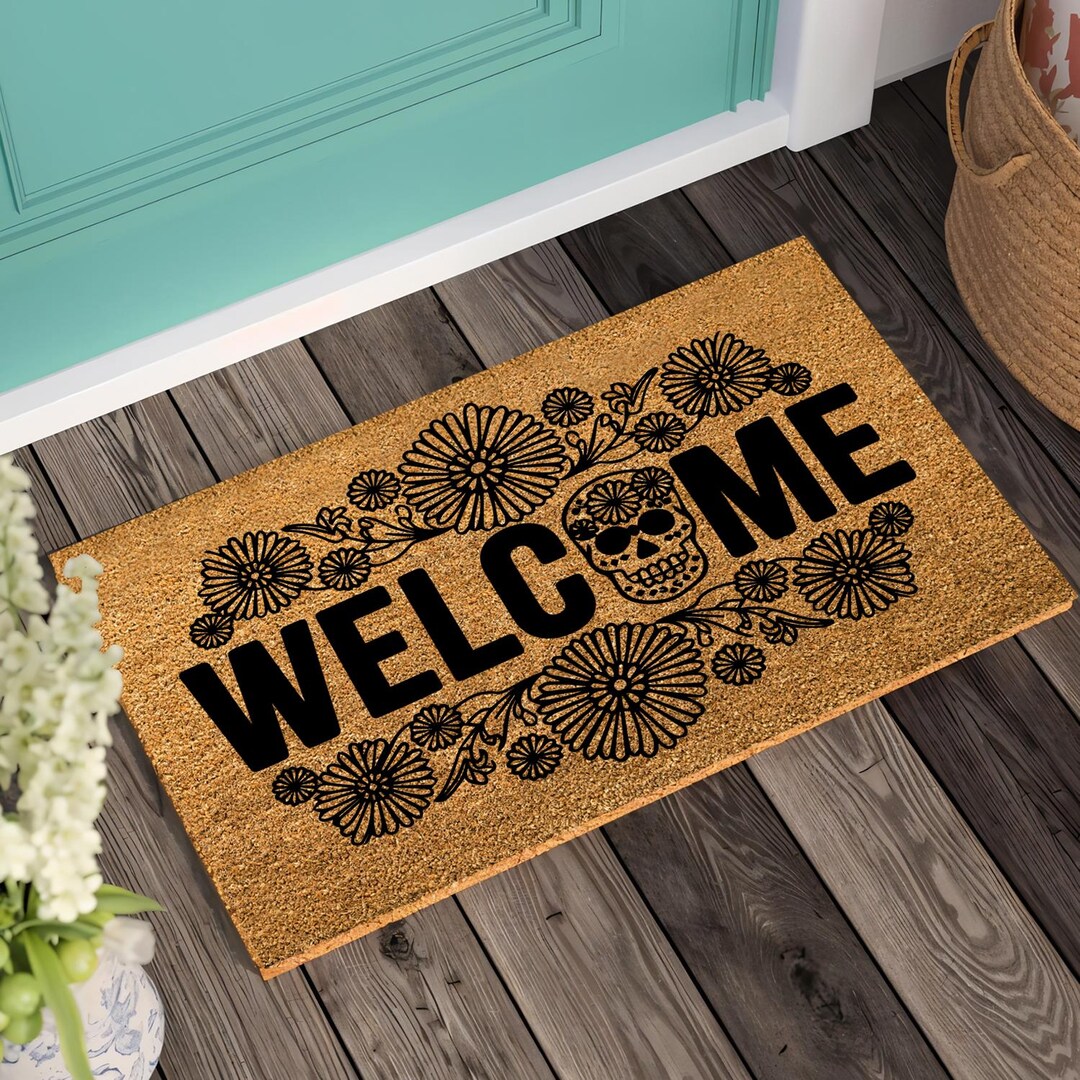 Sugar Skull Día Muertos Doormat – Welcome Mat – Day Dead Door Mat ...