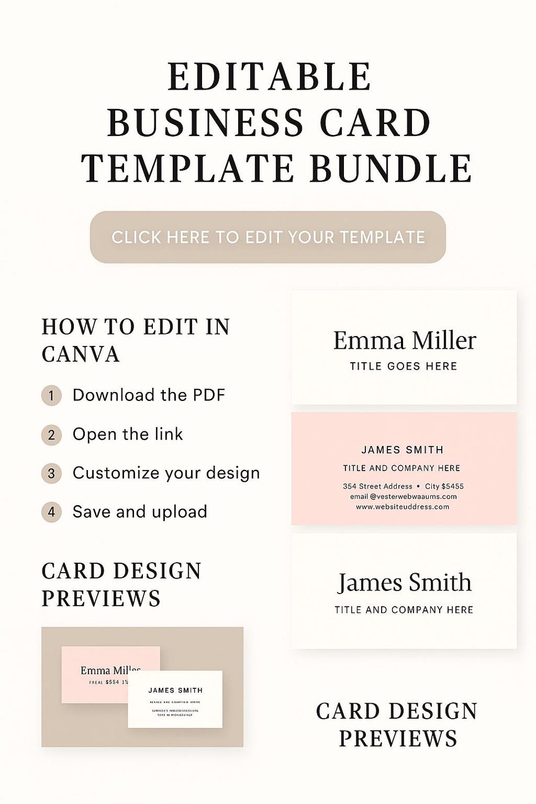 Editable Business Card Template Bundle | Modern Pastel Designs | Canva ...