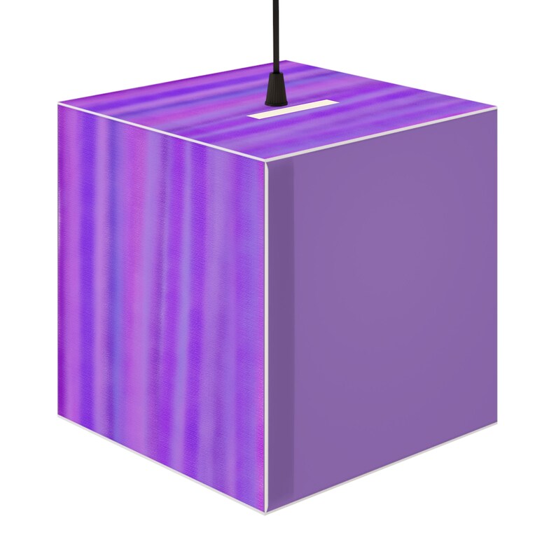 Cube Lamp Purple Lines Drawing Minimalist - Etsy