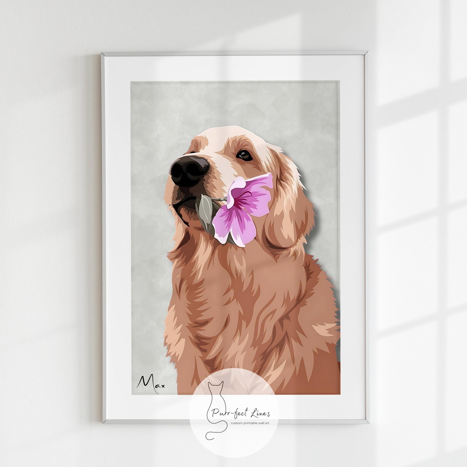 Golden Retriever Art | Golden Retriever Gift | Preppy Dog Art | Dog ...