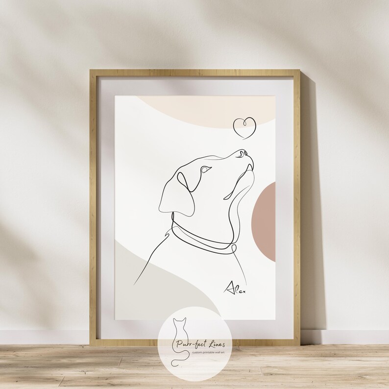 Custom Dog Line Drawing | Dog Love Decor | Pet Line Art Gift ...