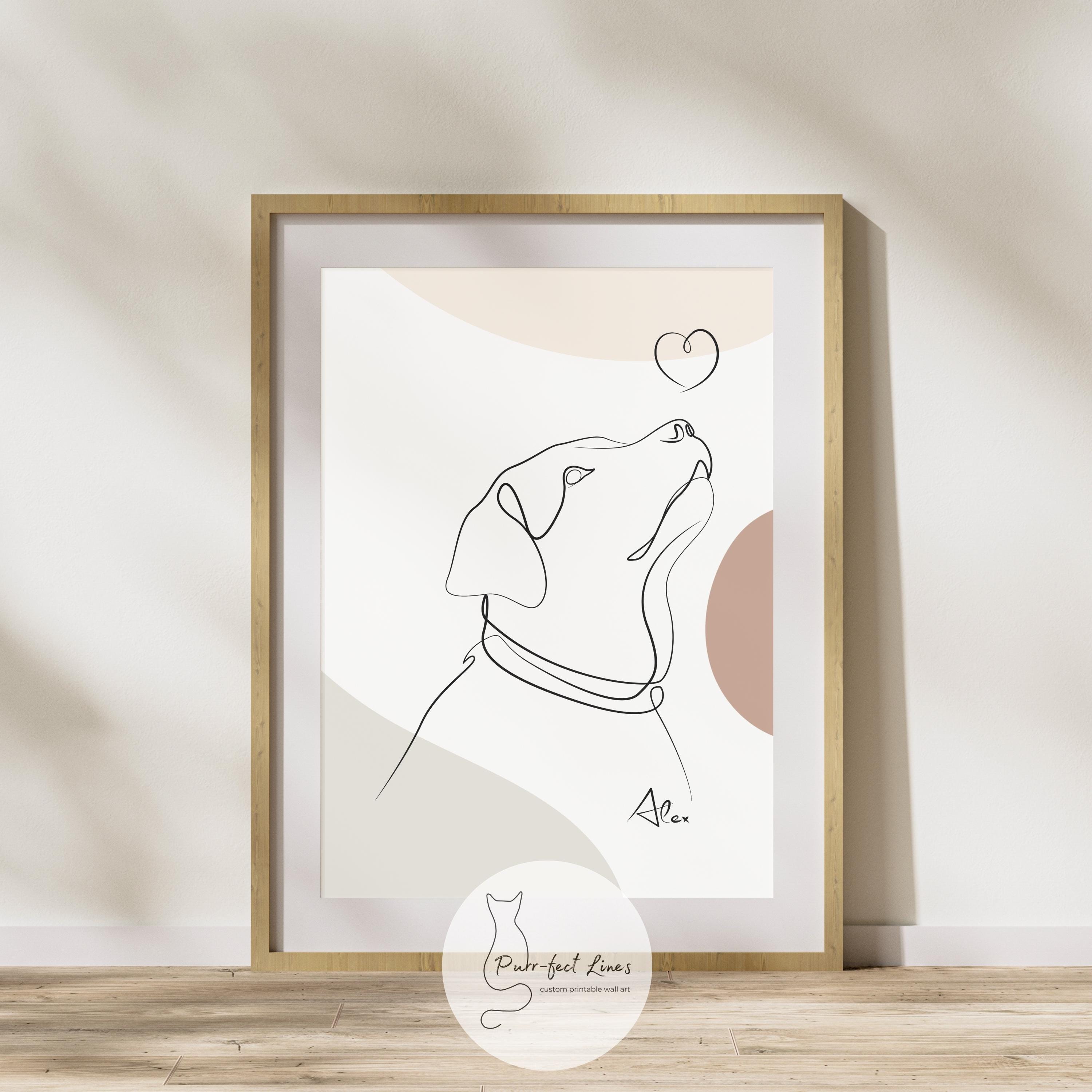 Custom Dog Line Drawing | Dog Love Decor | Pet Line Art Gift ...