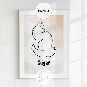 Custom Cat Line Drawing | Love Cat Decor | Pet Line Art Gift ...