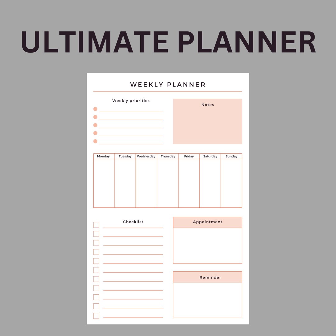 The Ultimate Weekly Planner, ADHD Planner, Reminders and Appointments ...