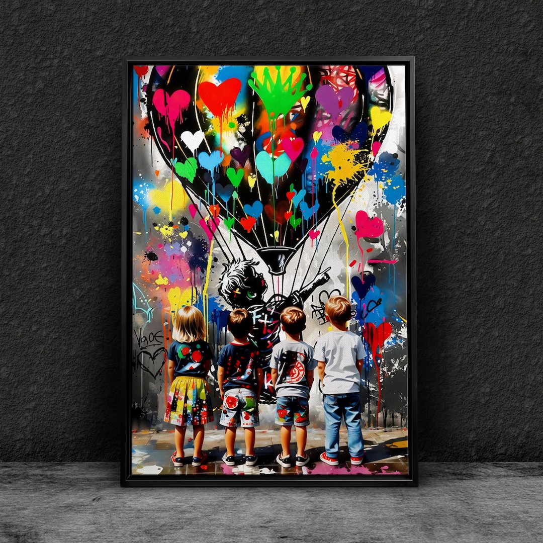 Banksy Street Art Kids, POP ART Graffiti, Balloon Banksy Kids Canvas ...