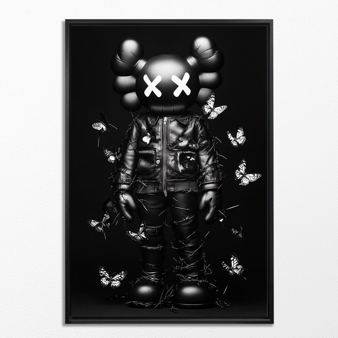 Wall Mural Kaws Bearbrick Bear, Butterflies Pop Art Art, Canvas Art ...