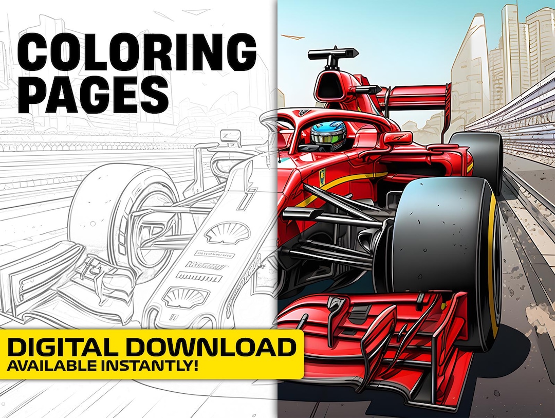 Formula 1 Themed Colouring Pages for Kids Toddlers Adults Children's ...