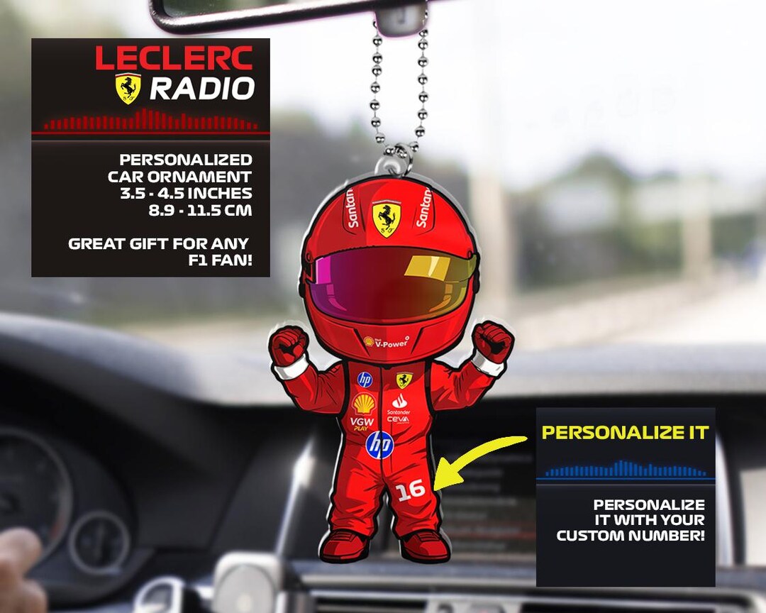 Charles Leclerc Ferrari Formula 1 Acryllic Hanging Car Ornament | F1 ...