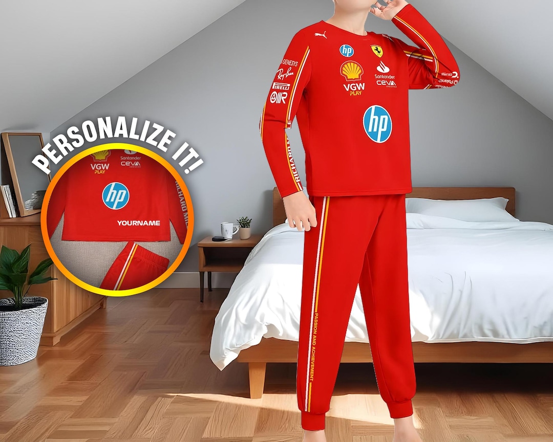 SF Formula 1 Themed Kid's Pajamas Boys Girls Unisex Sleepwear ...