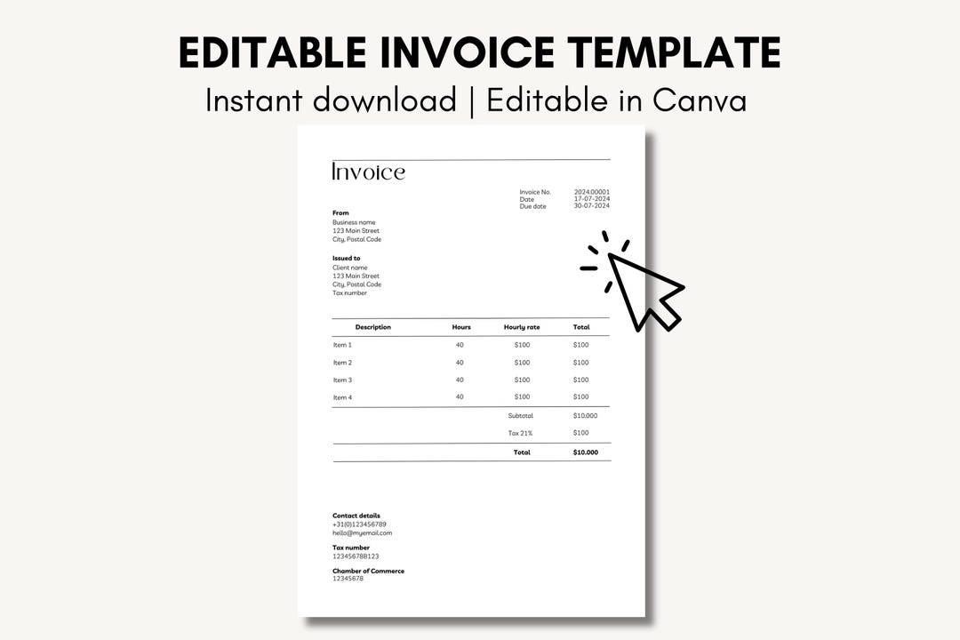 Invoice Template, Editable Business Invoice Template, Customer Invoice ...
