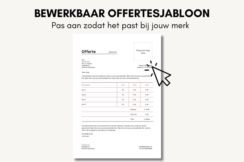 Editable Quote Template Dutch, Price Quote, Quote Form, Small Business ...