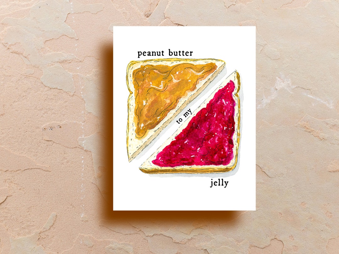 Watercolor Peanut Butter to My Jelly Card, Whimsical Greeting Cards ...