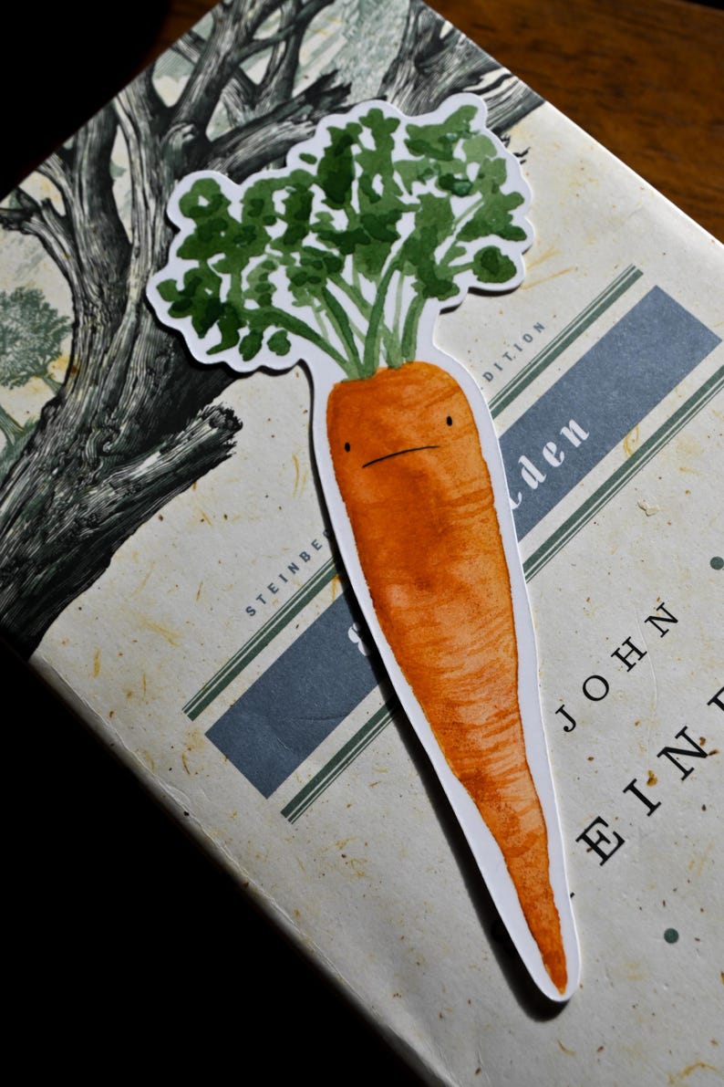 Watercolor Laminated Carrot Bookmark, Cute Vegetable, Sturdy Bookmark ...