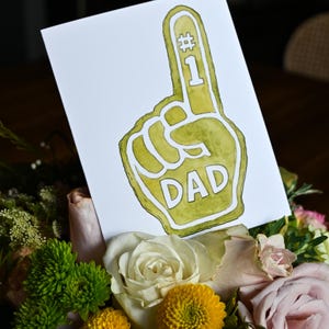 Watercolor Father's Day Foam Finger Card, Father's Day Card, Whimsical ...