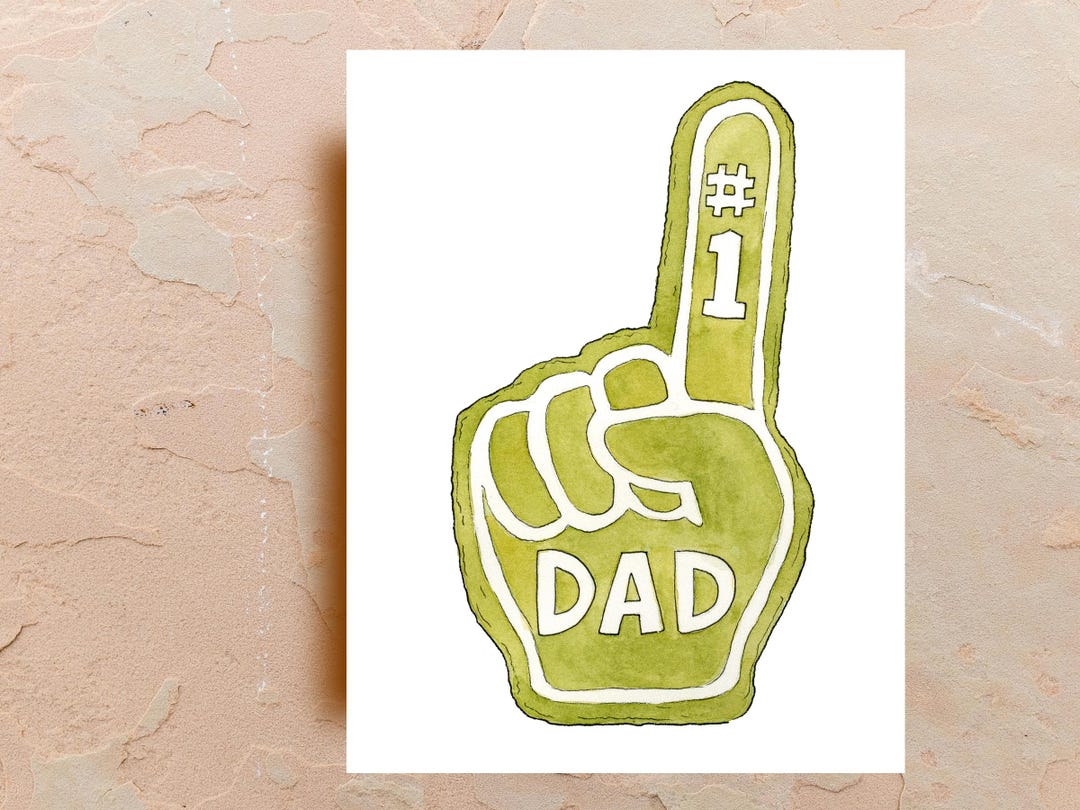 Watercolor Father's Day Foam Finger Card, Father's Day Card, Whimsical ...