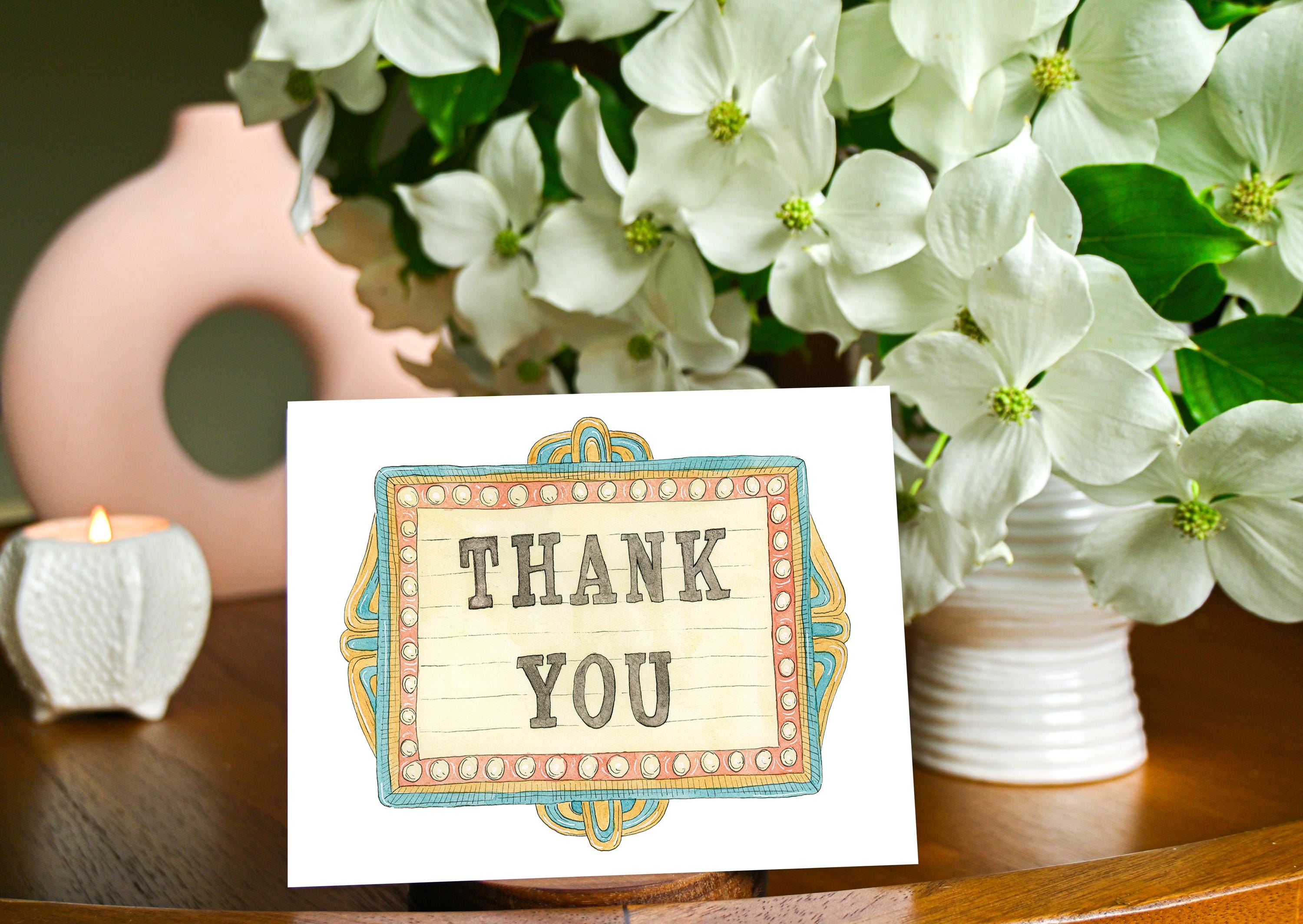 Marquee Theater Sign Thank You Card , Whimsical Greeting Cards, Art ...