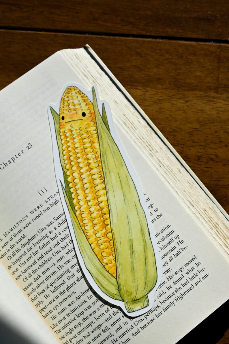 Watercolor Corn on the Cob Bookmark, Cute Vegetable, Sturdy Bookmark ...