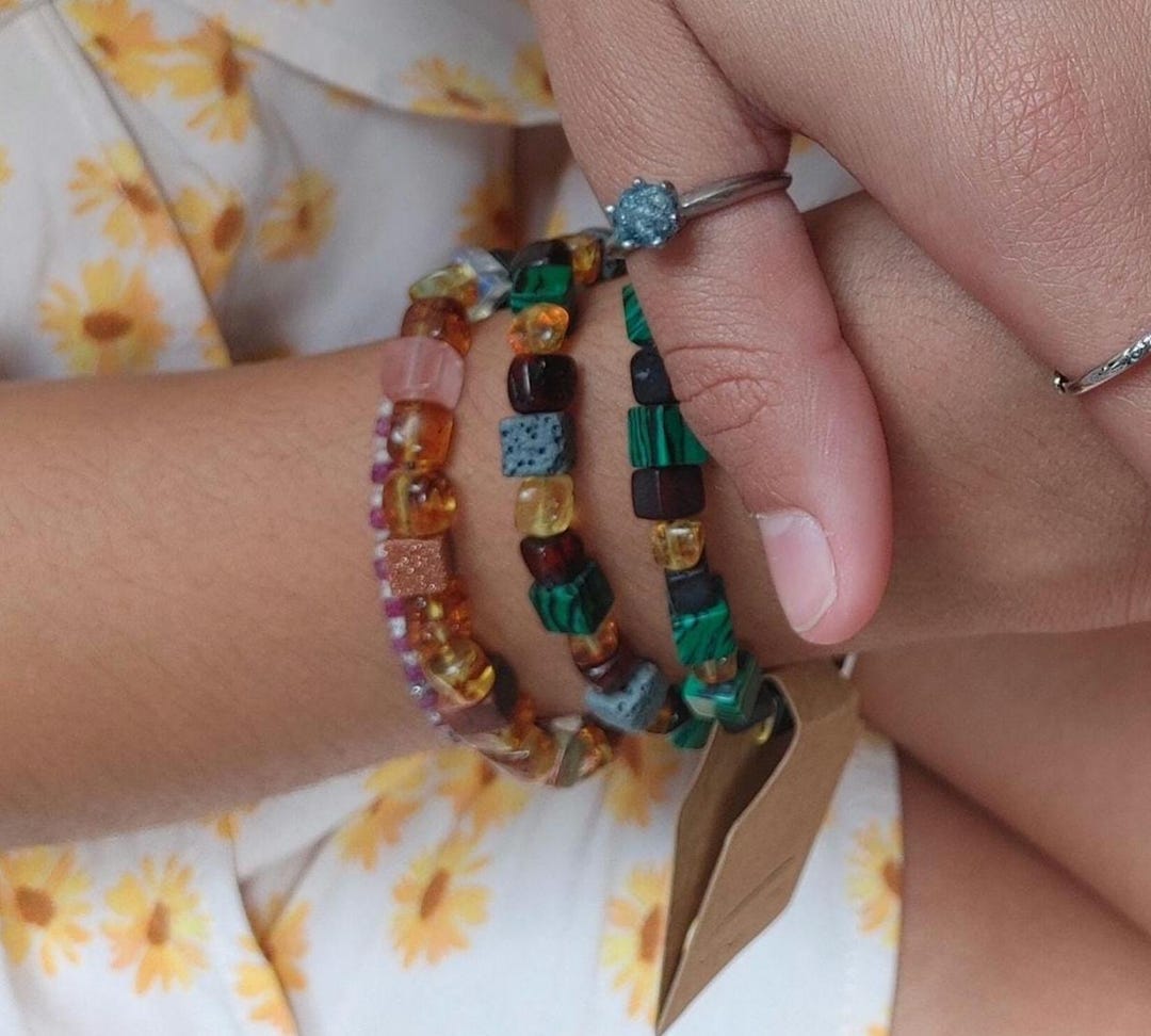 The Rare Shapes of Amber - Cubes. Genuine Baltic Amber Bracelet ...