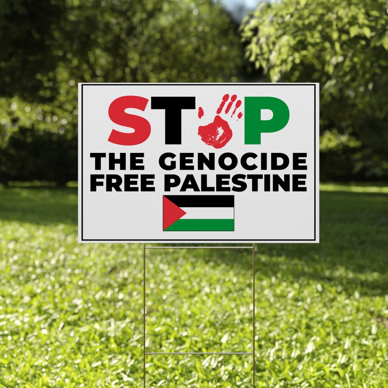 Palestine Yard Sign, Free Palestine Protest Sign, Pink Carnation Plates ...
