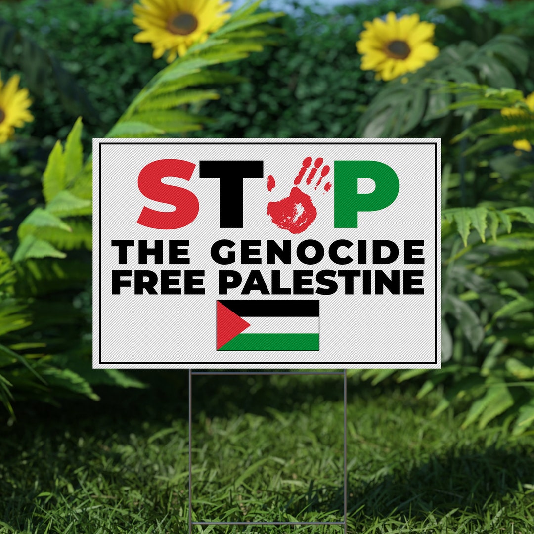 Palestine Yard Sign, Free Palestine Protest Sign, Pink Carnation Plates ...