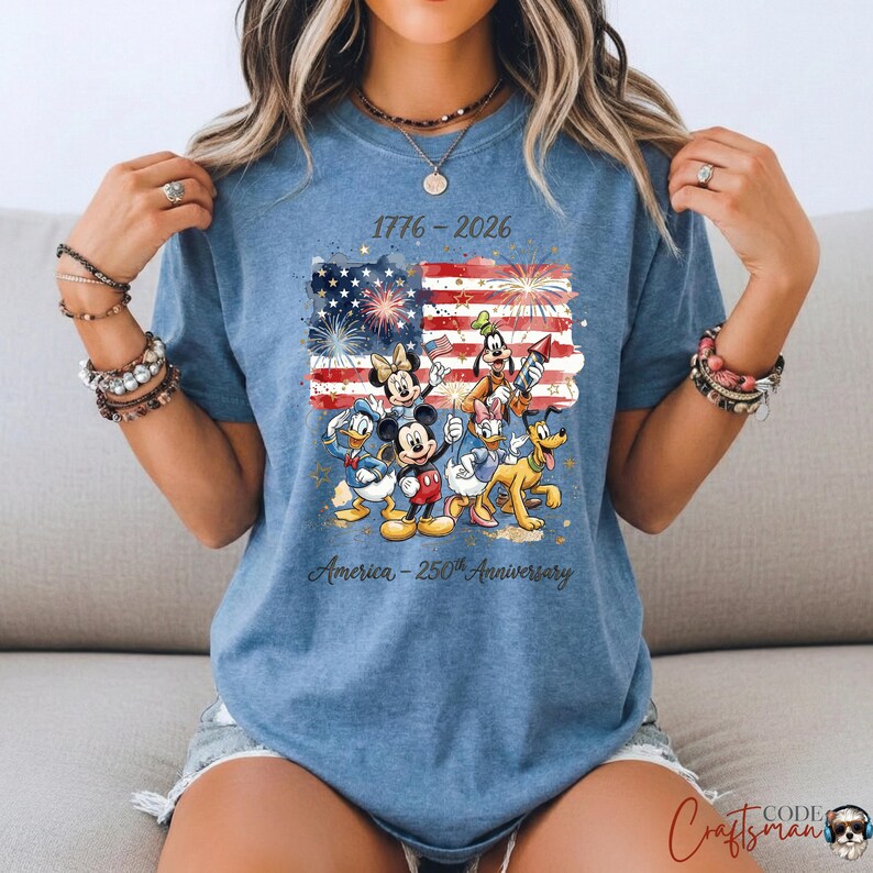 Mickey Friends America 250th Anniversary Shirt, USA Flag Independence ...