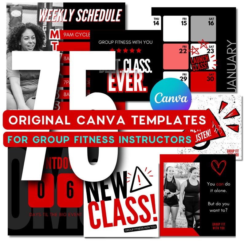 Social Media Post Templates for Group Fitness Instructors WAY AHEAD RED ...