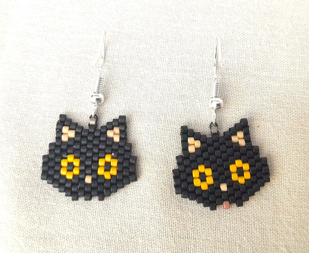 Earrings Miyuki Cats - Etsy