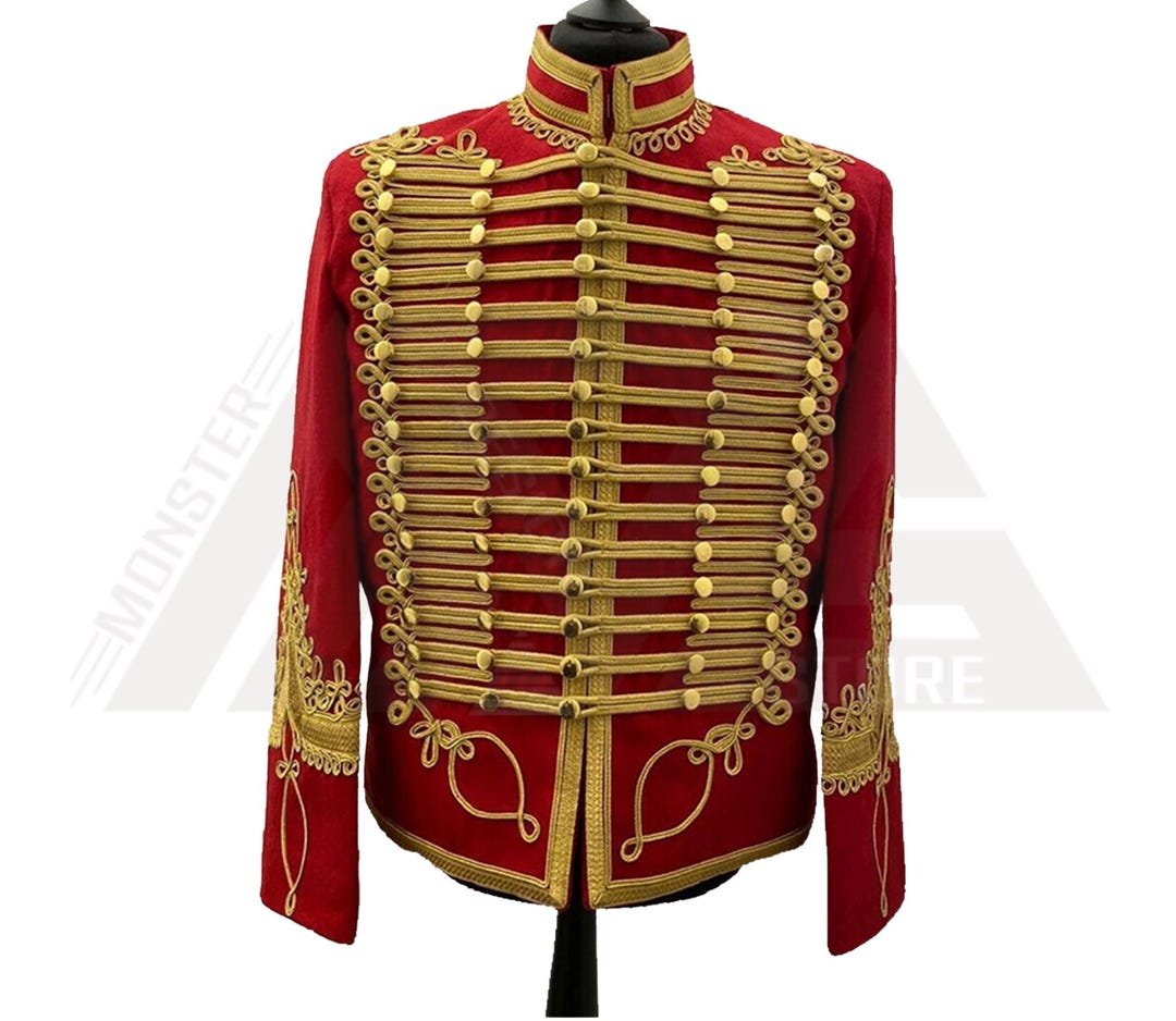 Hussar Military Red Jacket, Napoleonic Hussar Jacket With Golden Braid ...