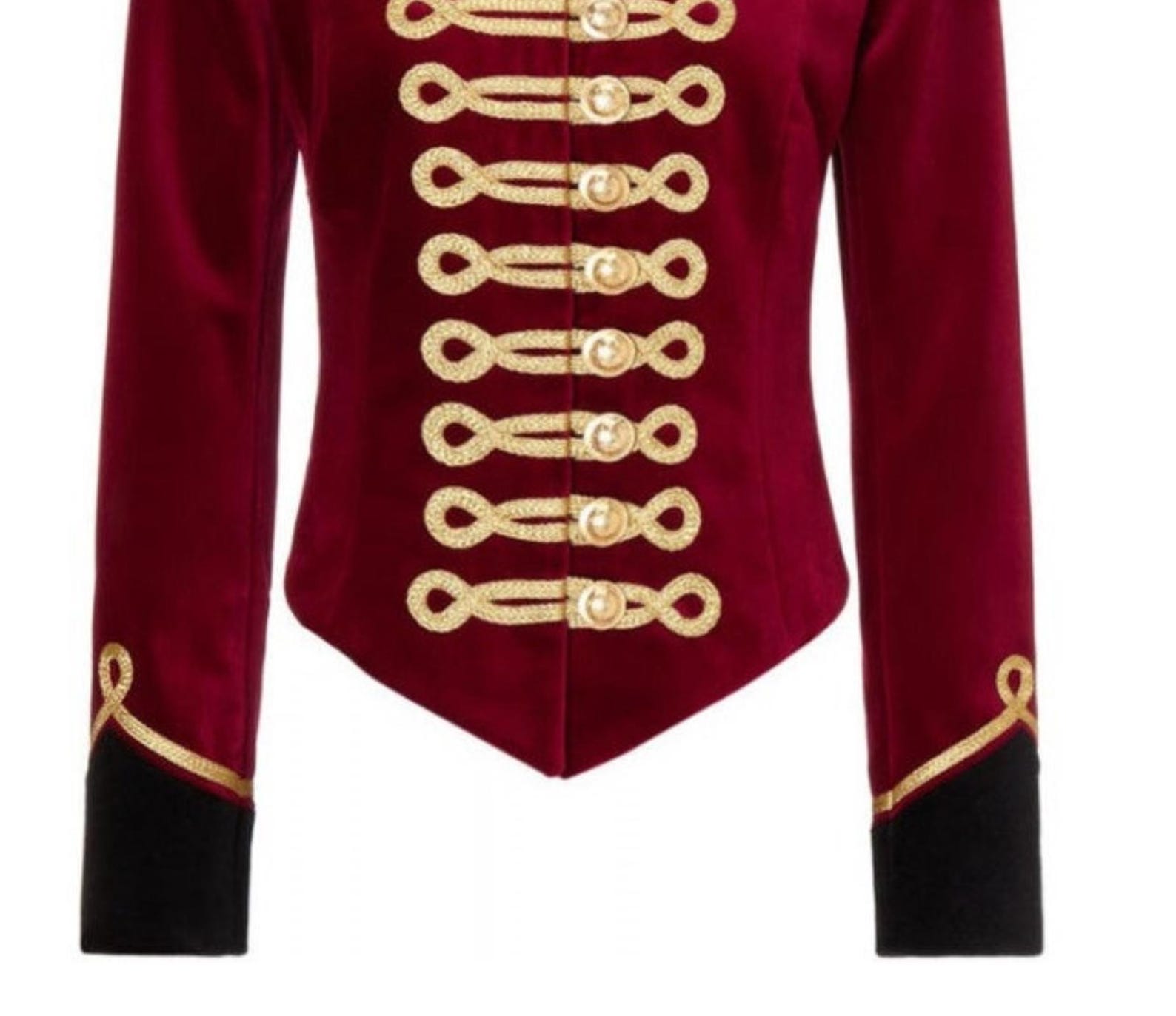 Women Hussar Military Officer Velvet Jackets, Pelisse Red Hussar Jacket ...