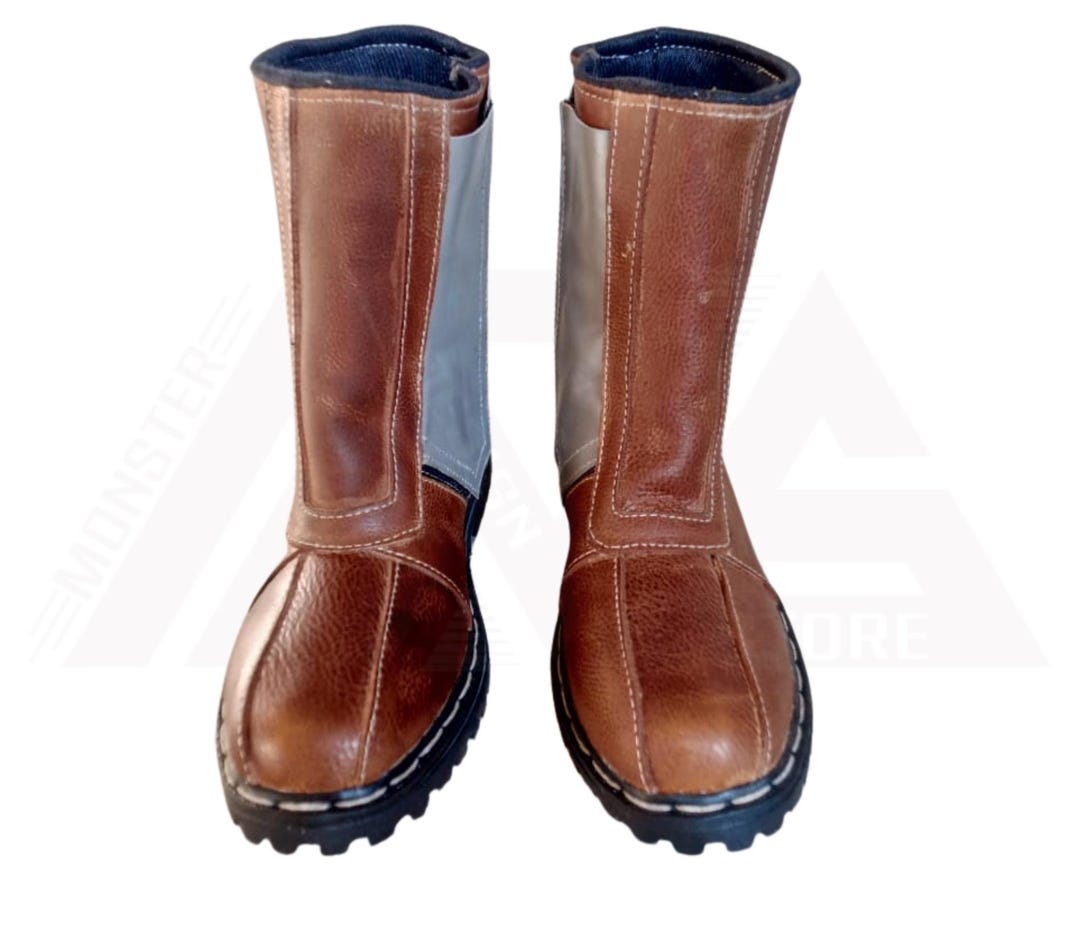 Mandalorian Boots for Men's, Brown Distressed Leather Cosplay Boots ...