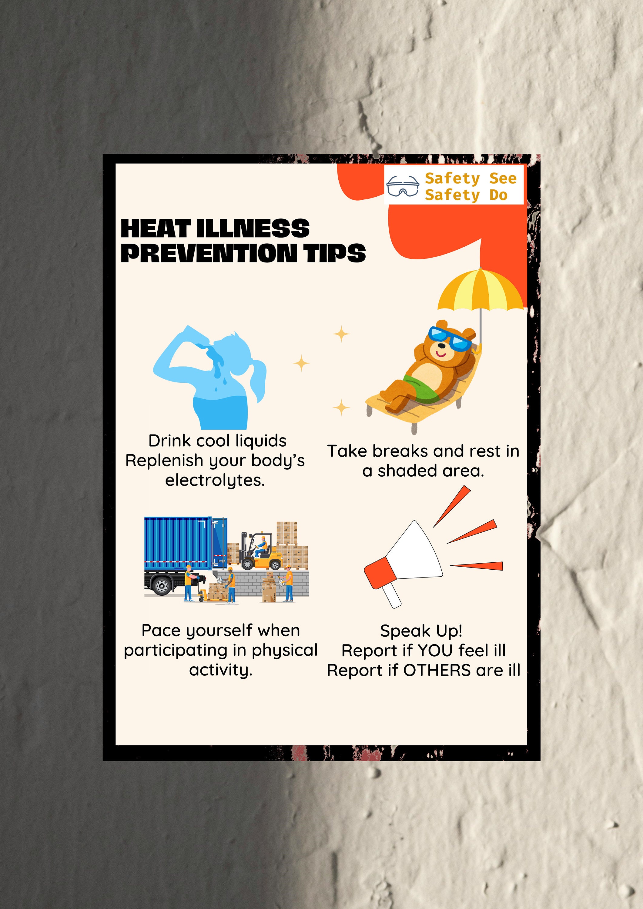Heat Illness Safety Poster/ Tips on Heat Illness/ Safety Posters ...