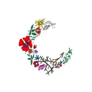 Floral Print Half Moon Reef Hand Drawn Design Coloring Page - Etsy