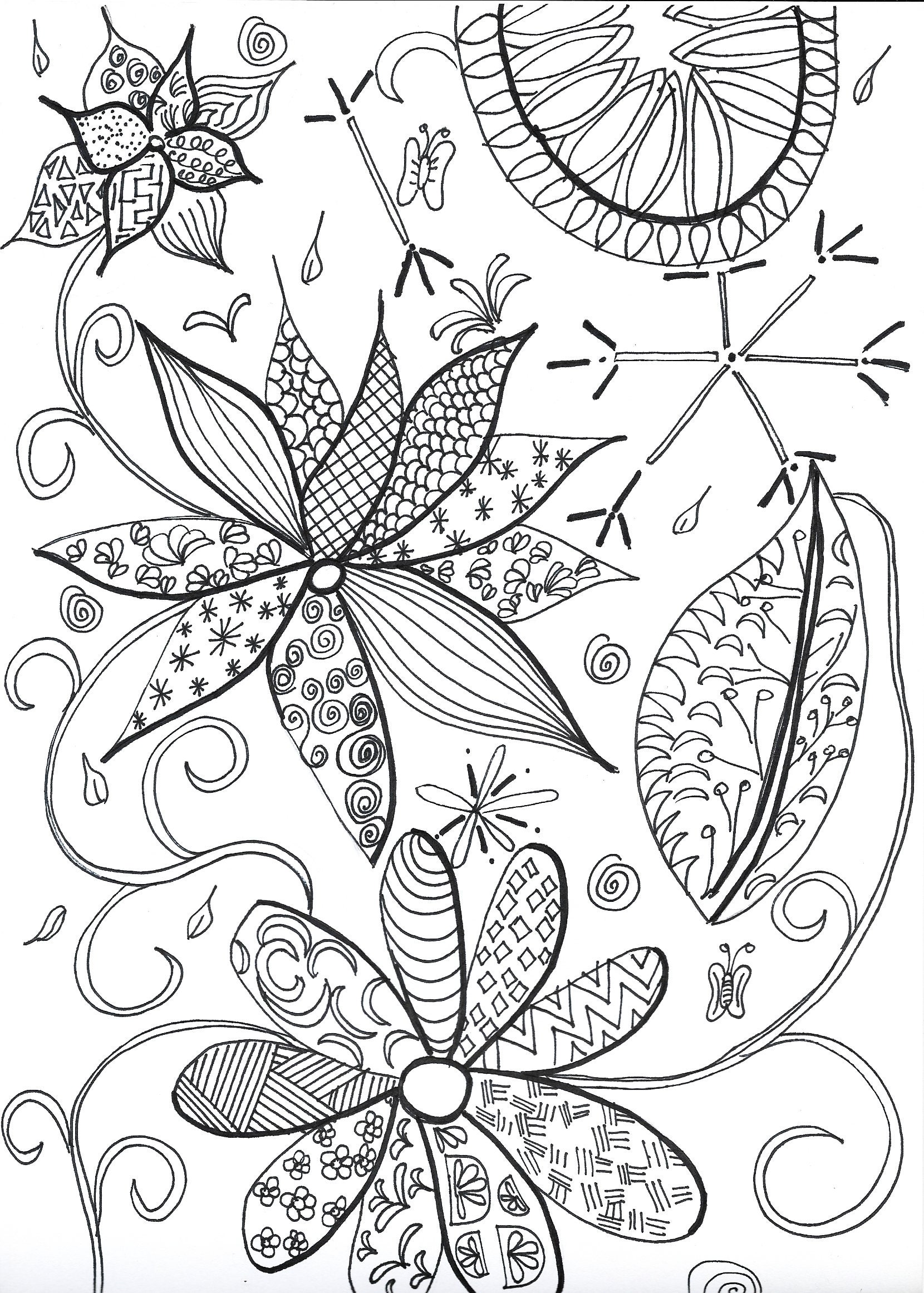 Hand-drawn Flower Design Coloring Page Wall Art - Etsy