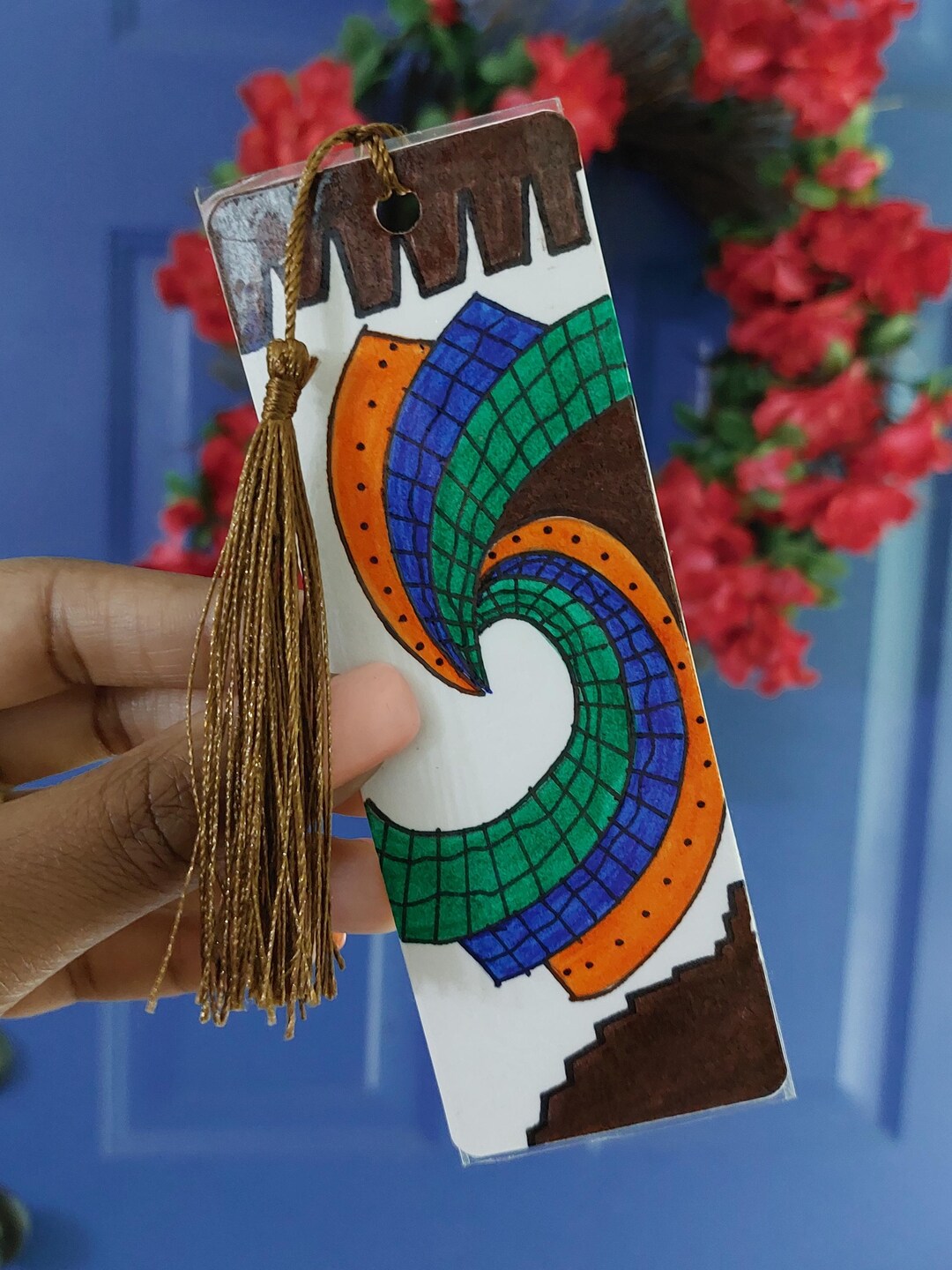 Wavy Abstract Designed One of a Kind Handmade Bookmark With Tassel - Etsy
