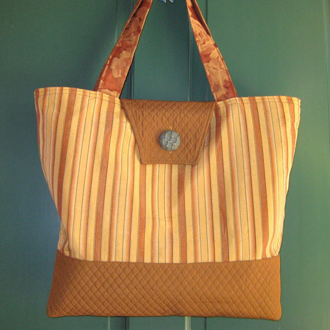 Rust and Brown Textured Striped Handbag With Quilting - Etsy