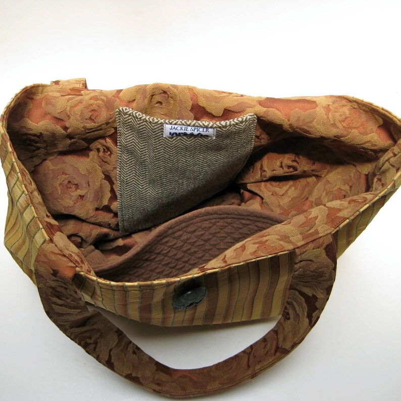 Rust and Brown Textured Striped Handbag With Quilting - Etsy