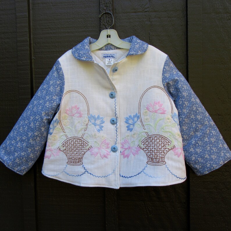 Size 6 Girls Vintage Embroidered Floral Jacket Coat - Etsy