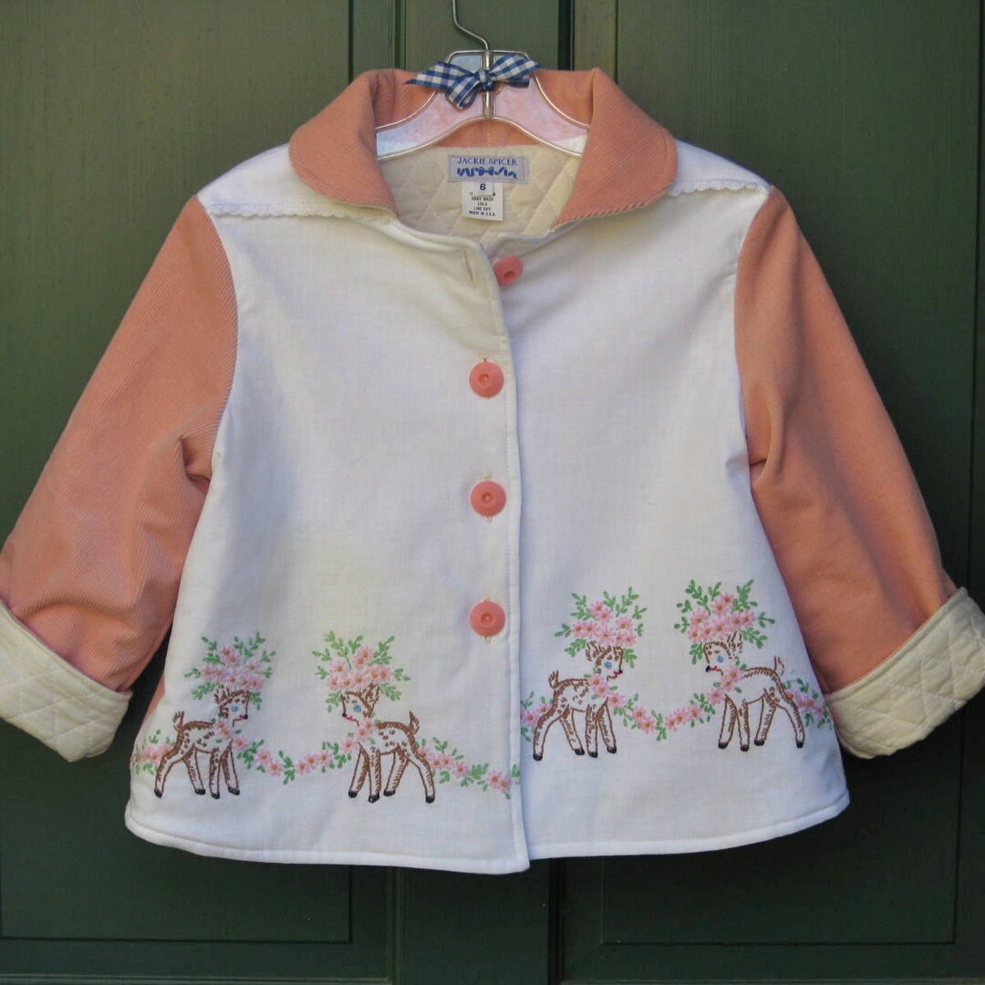 Size 6 Little Girl Jacket Deer Embroidered Coat - Etsy