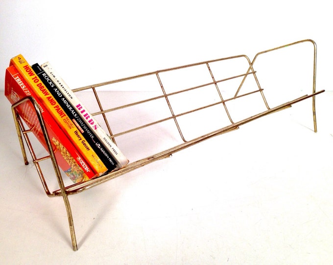 Vintage Book Shelf Brass Table Top Book Rack - Etsy