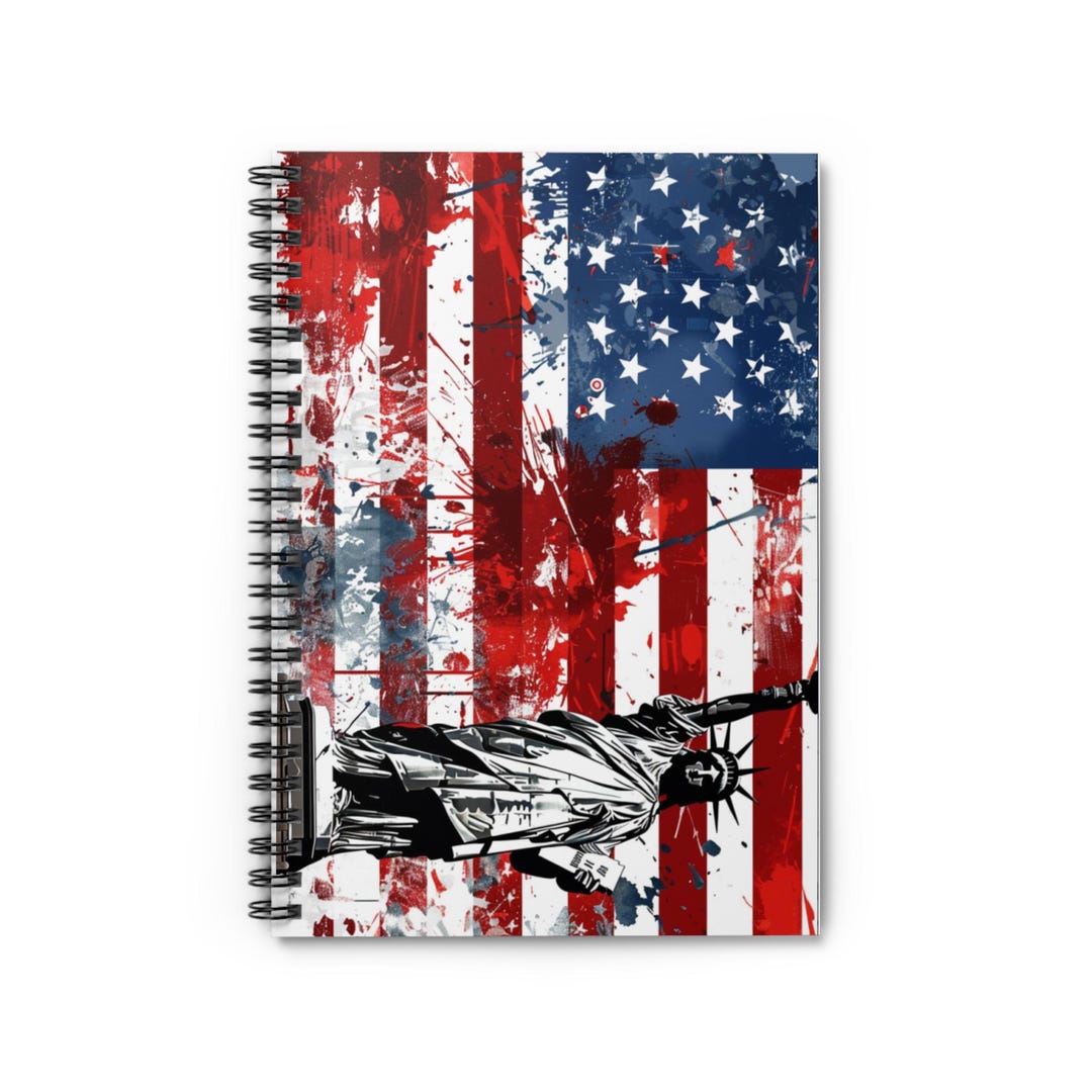 Patriotic Spiral Notebook, USA Theme, Freedom Journal, American Flag ...