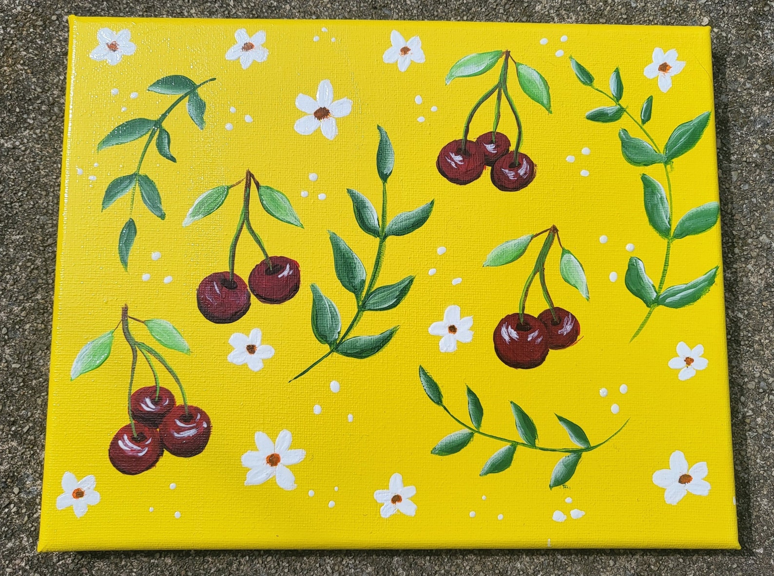 Hand Painted Acrylic Cherries on 8x10 Canvas - Etsy