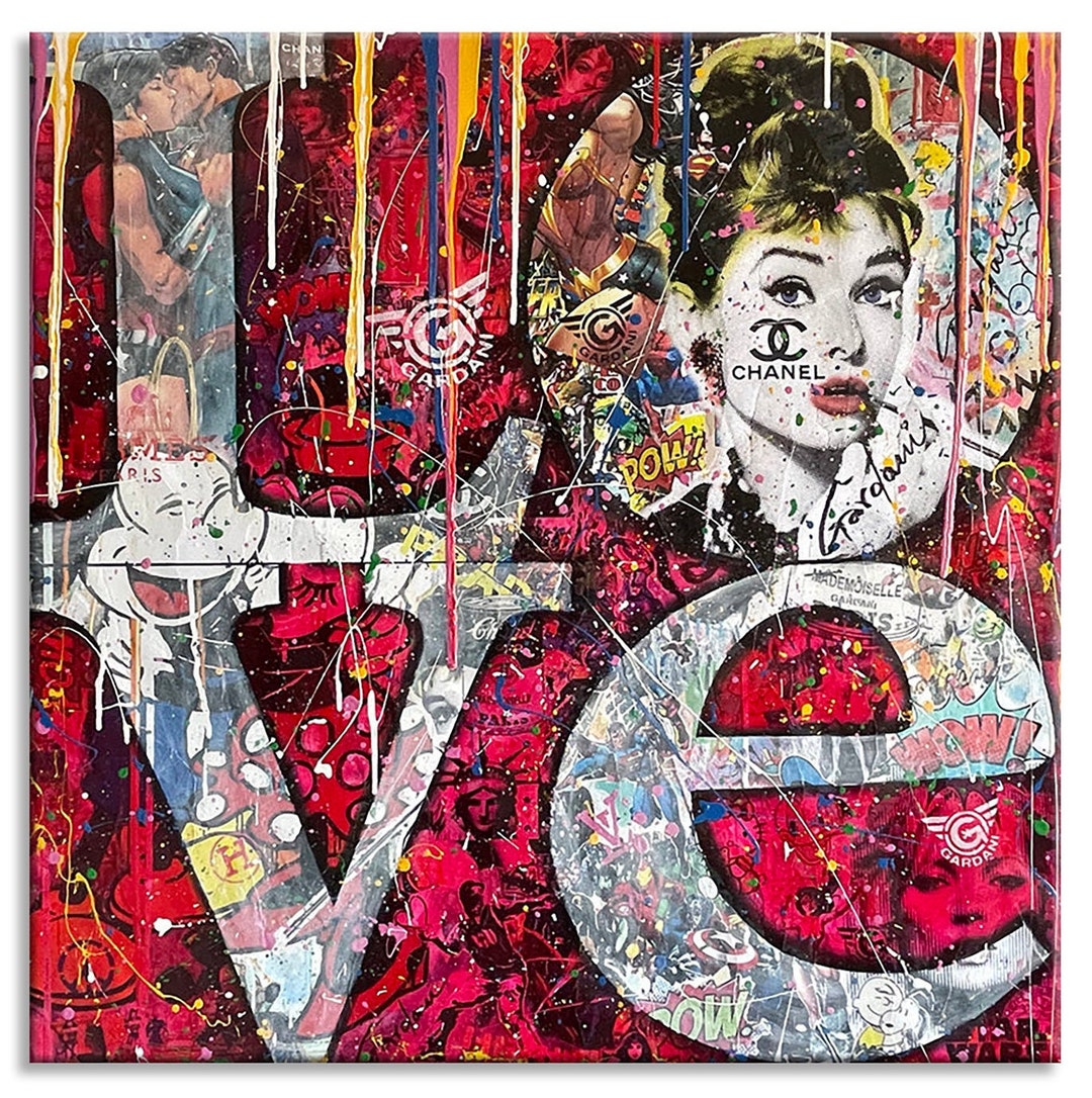 Pop Art, Red Love, Portrait, Invisible Love Original Painting on Canvas ...