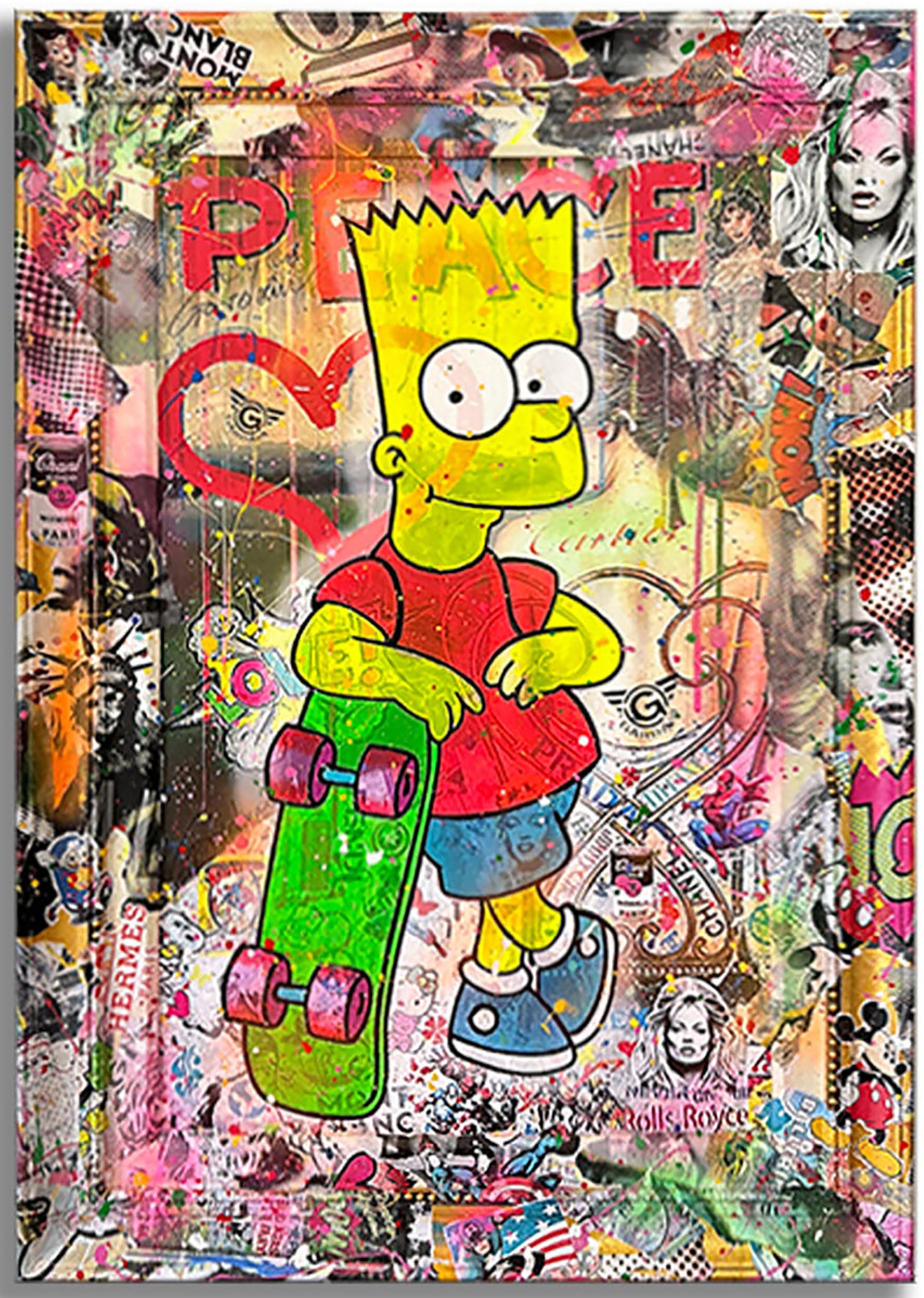 Pop Art, Comics, USA Comics, Art on Canvas - Bart Peace & Love Man ...